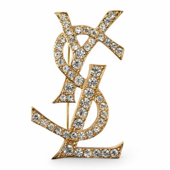 Yves Saint Laurent | Jewelry | Yves Saint Laurent Ysl Rhinestone Pin ...